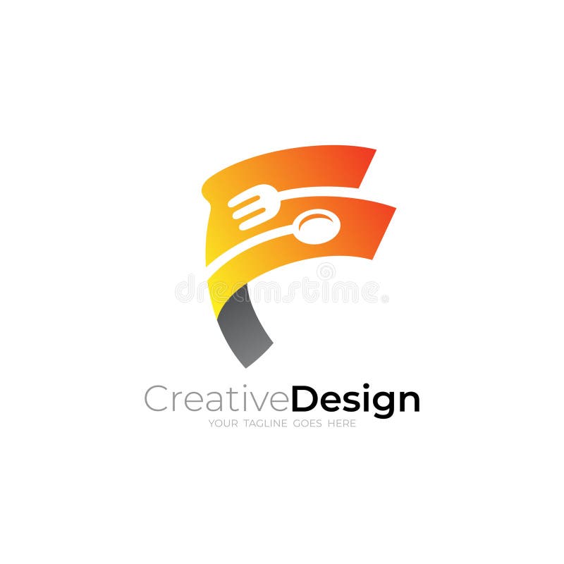 Letter F Logo with Cutlery Design Restaurant Stock Vector ...