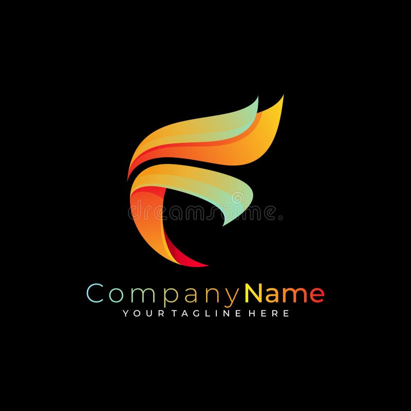 Letter F Logo with 3d Colorful Design Stock Vector - Illustration of ...