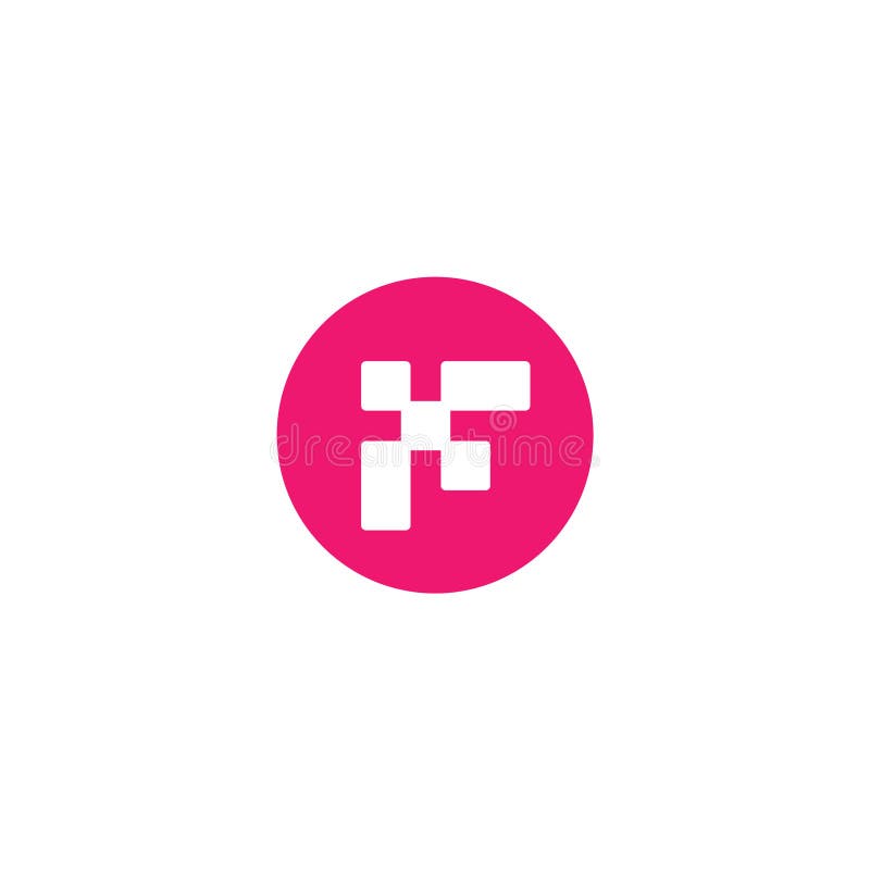 Letter F Logo from Pixel Square in a Pink Circle Stock Vector ...