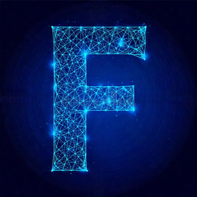 Letter F Low Poly Abstract Geometric Font â€ Polygonal Wireframe Mesh ...