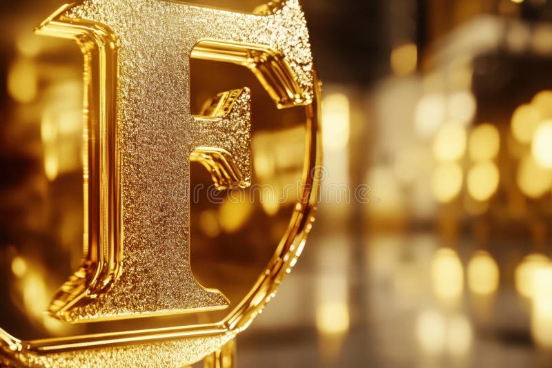 The Letter F is Made of Gold and Has a Shiny, Reflective Surface Stock ...