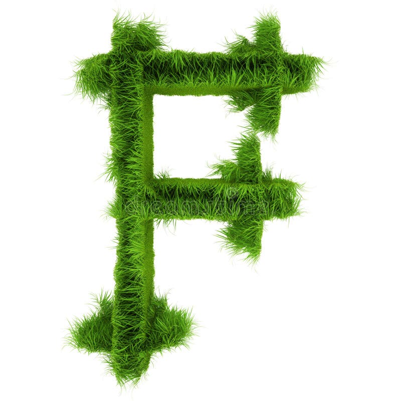 Letter F Made of Green Grass Isolated on White. 3d Rendering Stock ...
