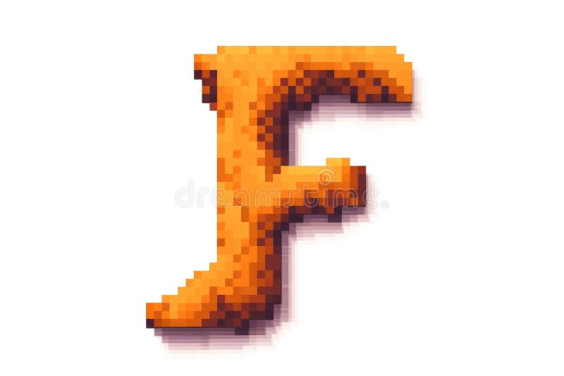 Letter F, Pixel Art Style, on White Background Stock Illustration ...