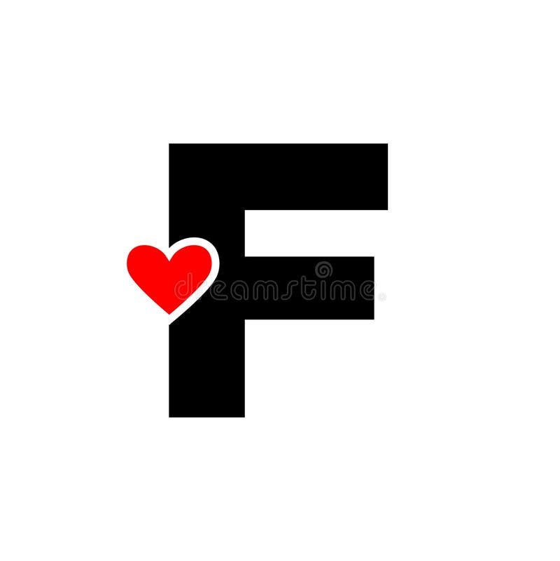 Letter F with Red Heart Monogram. F Heart Icon Stock Vector ...