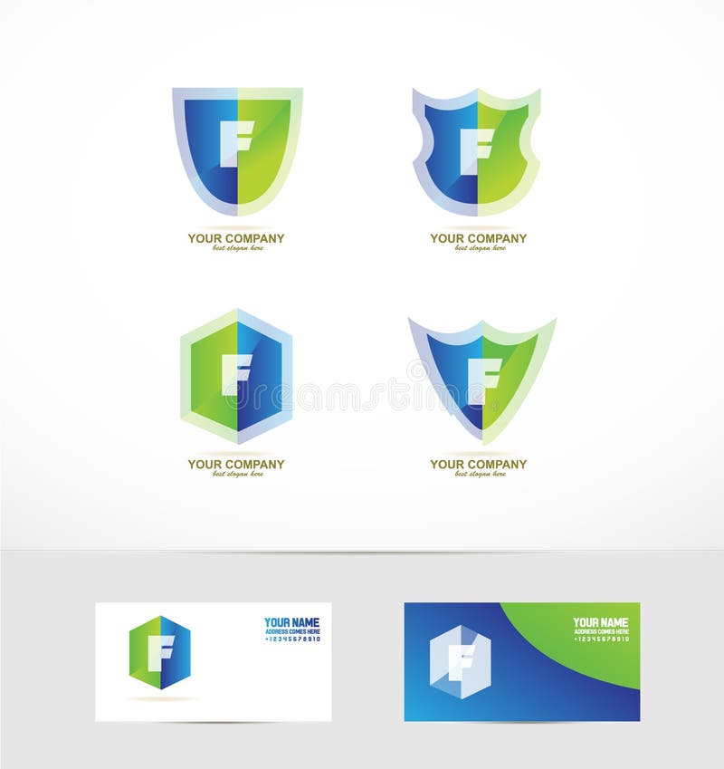 Letter F Shield Logo Icon Set Stock Vector - Illustration of blue ...