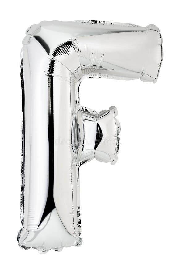 Letter F in Silver Mylar Balloon Isolated Stock Image - Image of ...