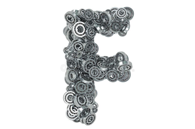 Letter F from Steel Bearings, 3D Rendering Stock Illustration ...