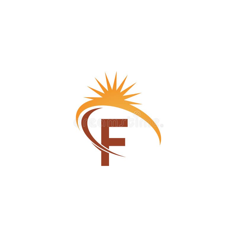 Letter F with Sun Ray Icon Logo Design Template Illustration Stock ...