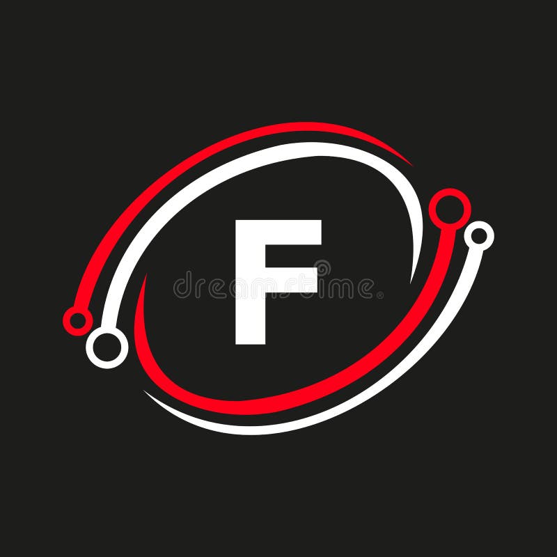 Letter F Technology Logo Combine with Technology Cable Vector Template ...