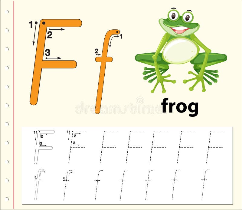 Letter F Tracing Alphabet Worksheets Stock Vector - Illustration of ...