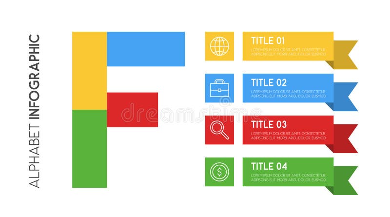 Letter F Vector Alphabet and Other Elements for Infographics Stock ...