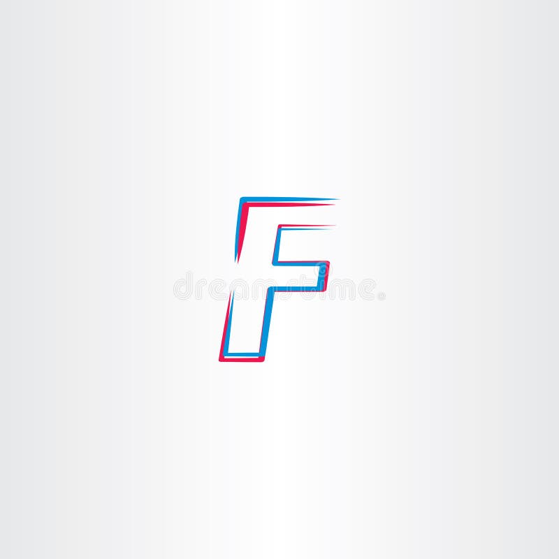 Letter F Vector Icon Symbol Blue Red Sign Stock Vector - Illustration ...
