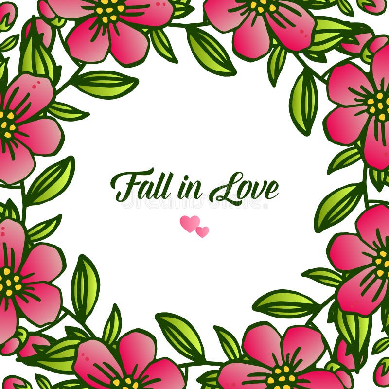 Letter Fall in Love, Ornate Pattern Elegant, with Wreath Frame Blossom ...