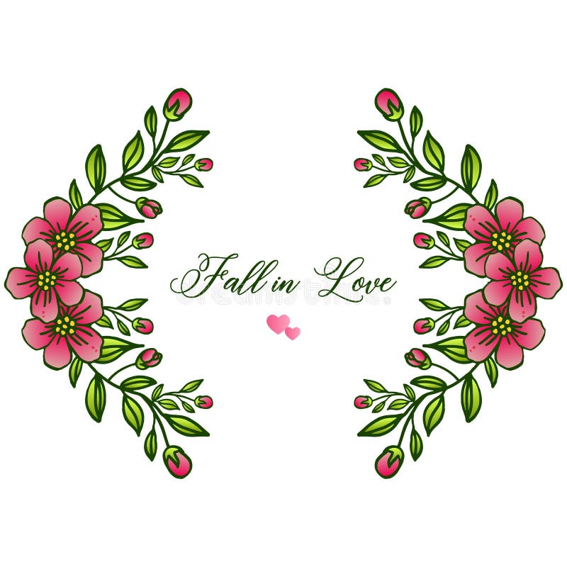 Letter Fall in Love, Ornate Pattern Elegant, with Wreath Frame Blossom ...