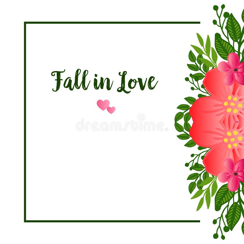 Letter Fall in Love, with Wallpaper Unique Green Leafy Flower Frame ...