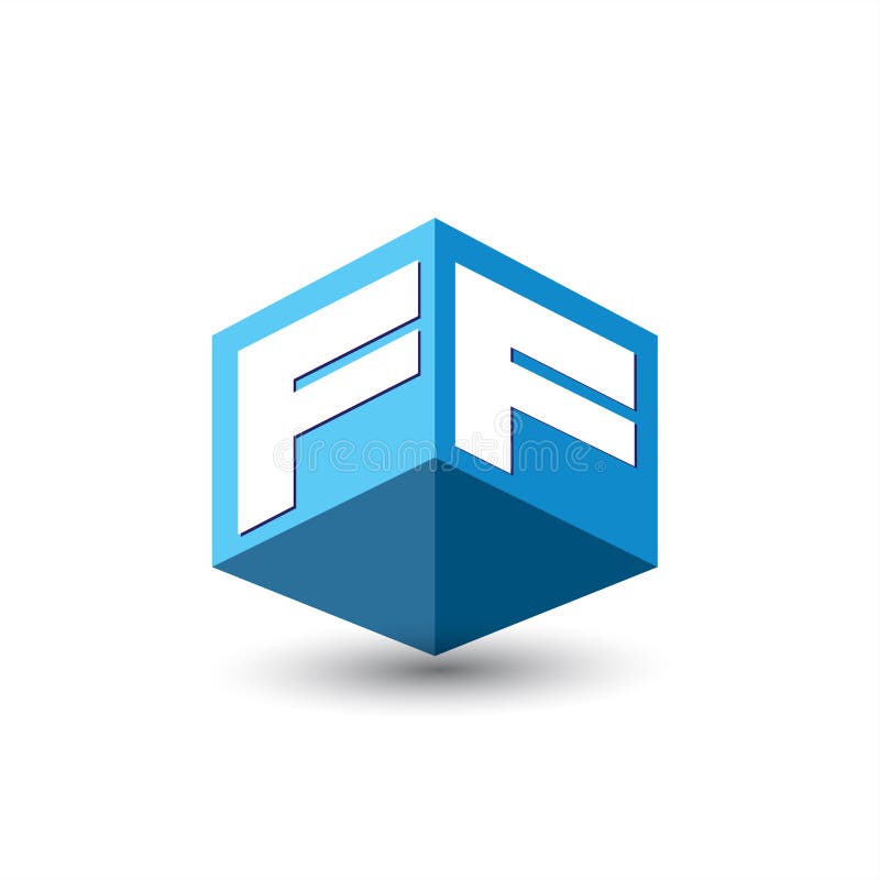 Letter FF Logo in Hexagon Shape and Blue Background, Cube Logo with ...
