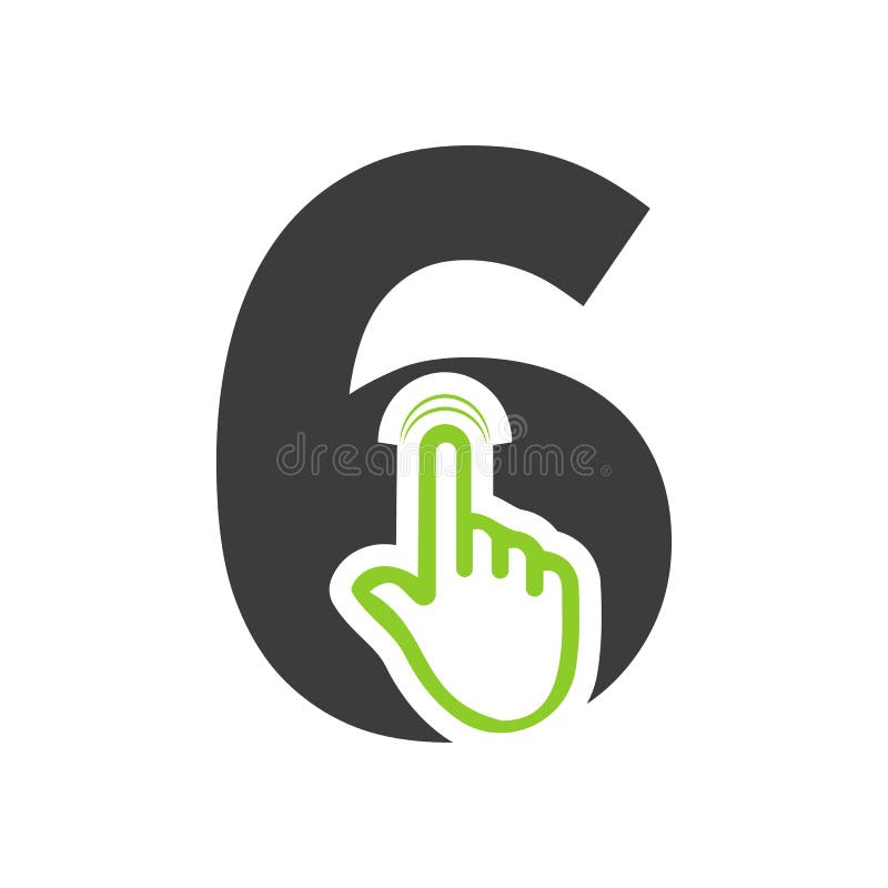 Letter 6 Finger Click Logo Vector Template Concept for Technology ...