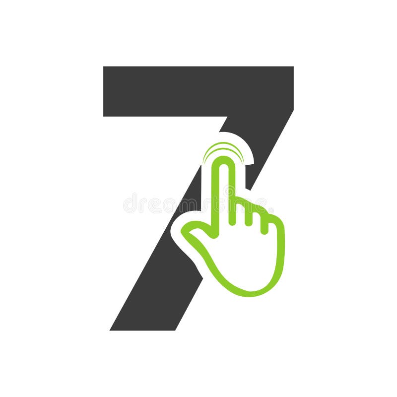 Letter 7 Finger Click Logo Vector Template Concept for Technology ...