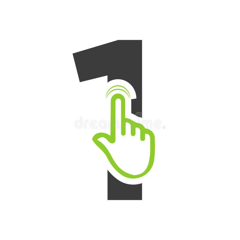 Letter 1 Finger Click Logo Vector Template Concept for Technology ...