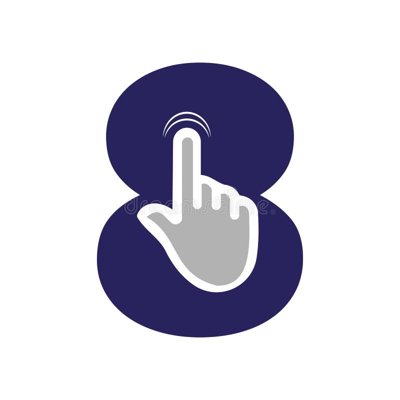 Letter 8 Finger Click Logo Vector Template Concept for Technology ...