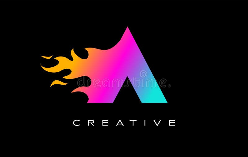 A Letter Flame Logo Design. Fire Logo Lettering Concept Stock Vector ...