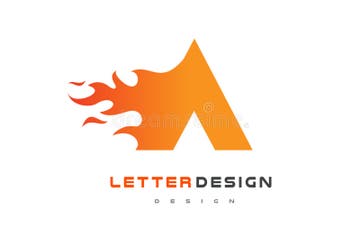 A Letter Flame Logo Design. Fire Logo Lettering Concept. Stock Vector ...