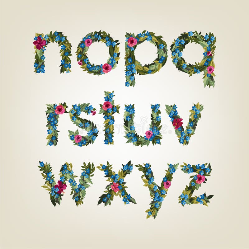 Flower font stock vector. Illustration of letter, character - 18099932