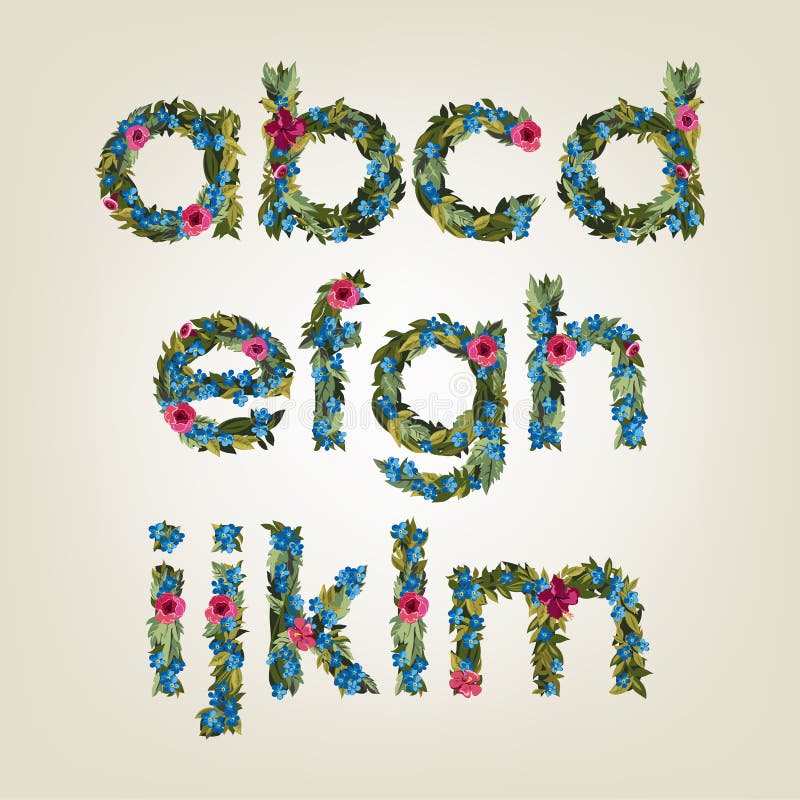 Letter. Flower Alphabet. Colorful Font Stock Vector - Illustration of ...