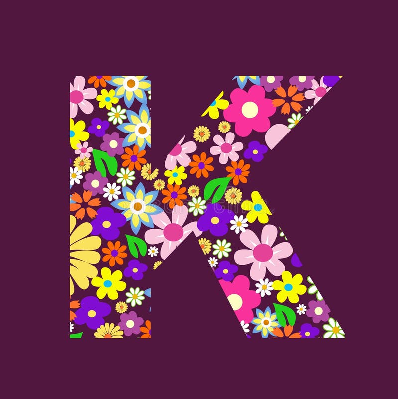 Letter of flowers K stock vector. Illustration of font - 83798581