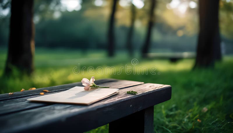 A Letter Forgotten on a Wooden Bench in the Park Stock Illustration ...