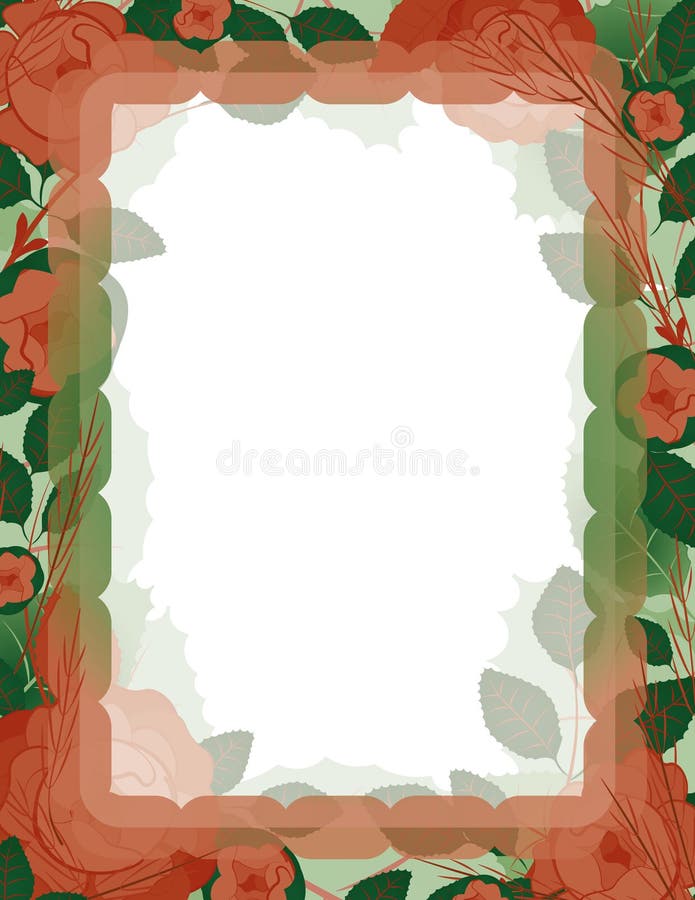 Letter Form with Floral Frame. Floral Roses Wreath Border Letterhead ...