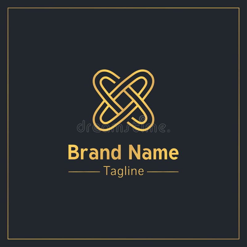 Letter X in the Form of Two Connected Rings Golden Logo Stock ...