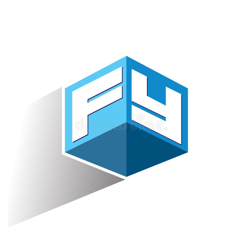 Letter FY Logo in Hexagon Shape and Blue Background, Cube Logo with ...