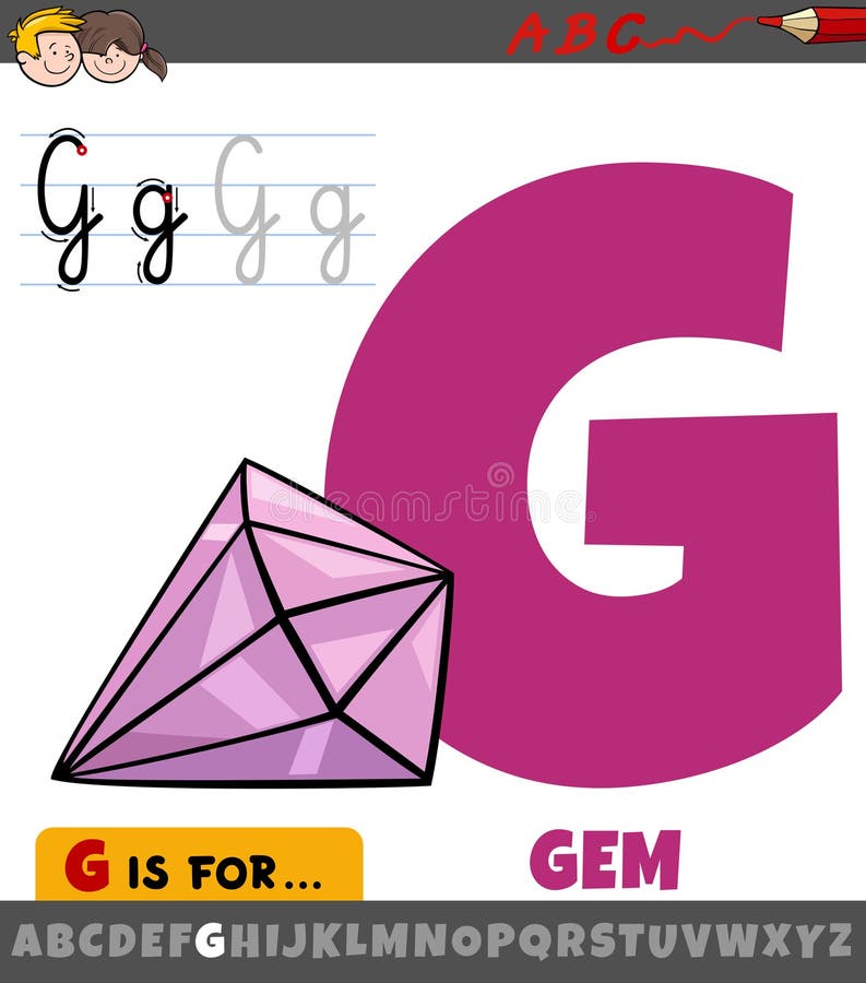 Letter G from Alphabet with Cartoon Gem Object Stock Vector ...