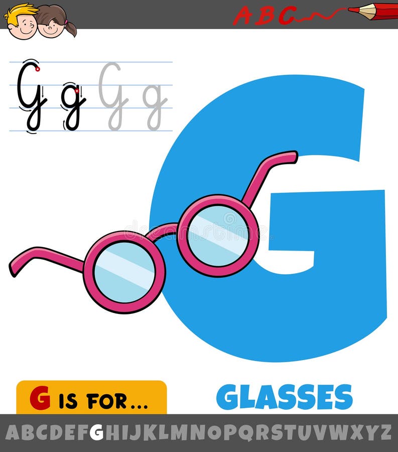 Letter G from Alphabet with Cartoon Glasses Object Stock Vector ...