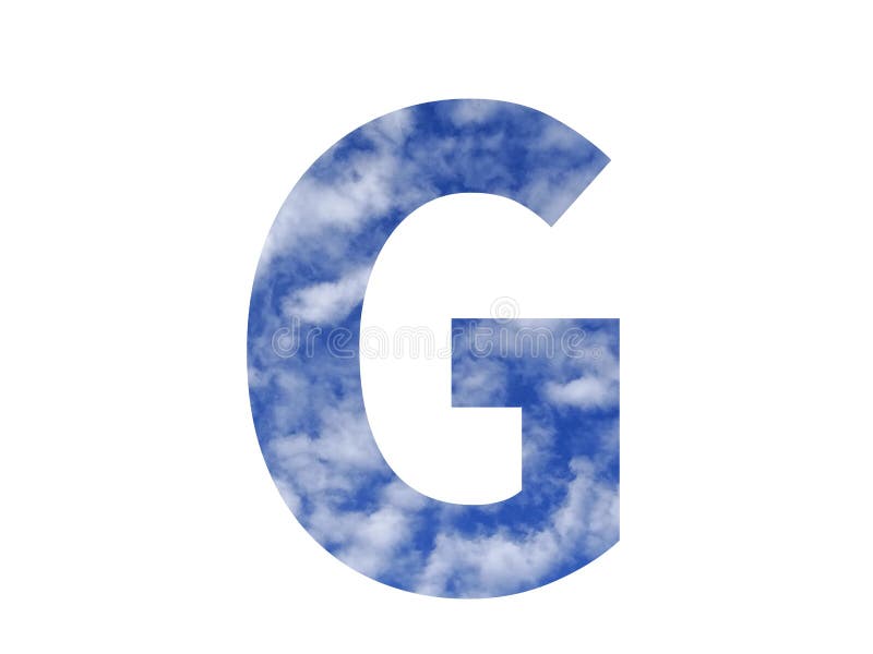 Letter G of the Alphabet Made with a Blue Sky and White Clouds Stock ...