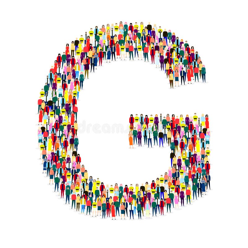 Letter G Assembled from a Lot of People on a White Background - Vector ...