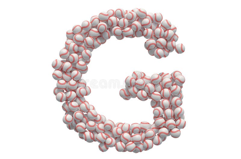 Letter G from Baseball Balls, 3D Rendering Stock Illustration ...
