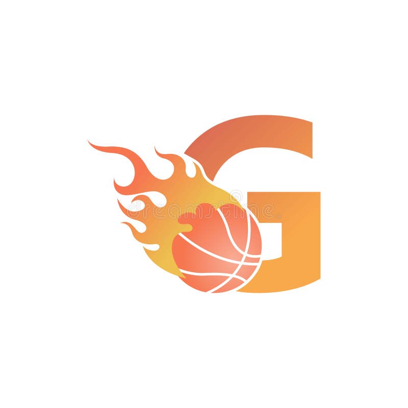 Letter G with Basketball Ball on Fire Illustration Stock Vector ...