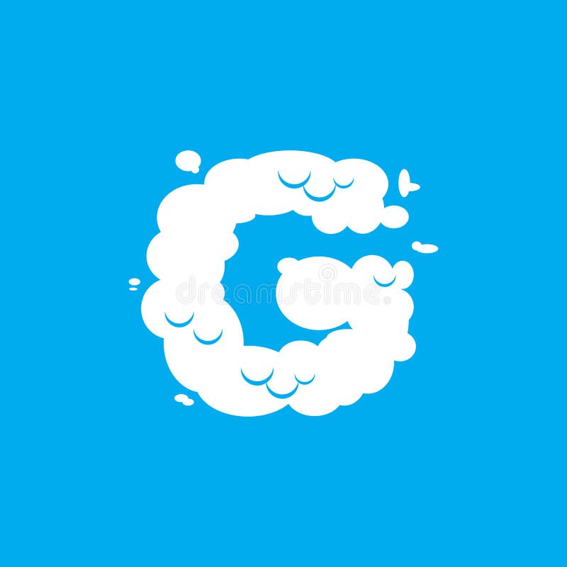 Letter G Cloud Font Symbol. White Alphabet Sign on Blue Sky Stock ...