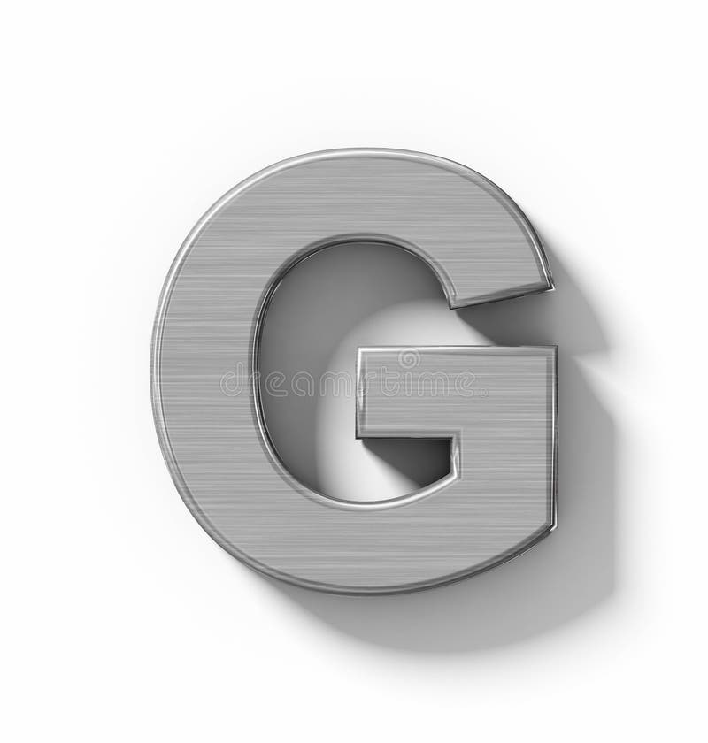 Letter G 3D Metal Isolated on White with Shadow - Orthogonal Pro Stock ...