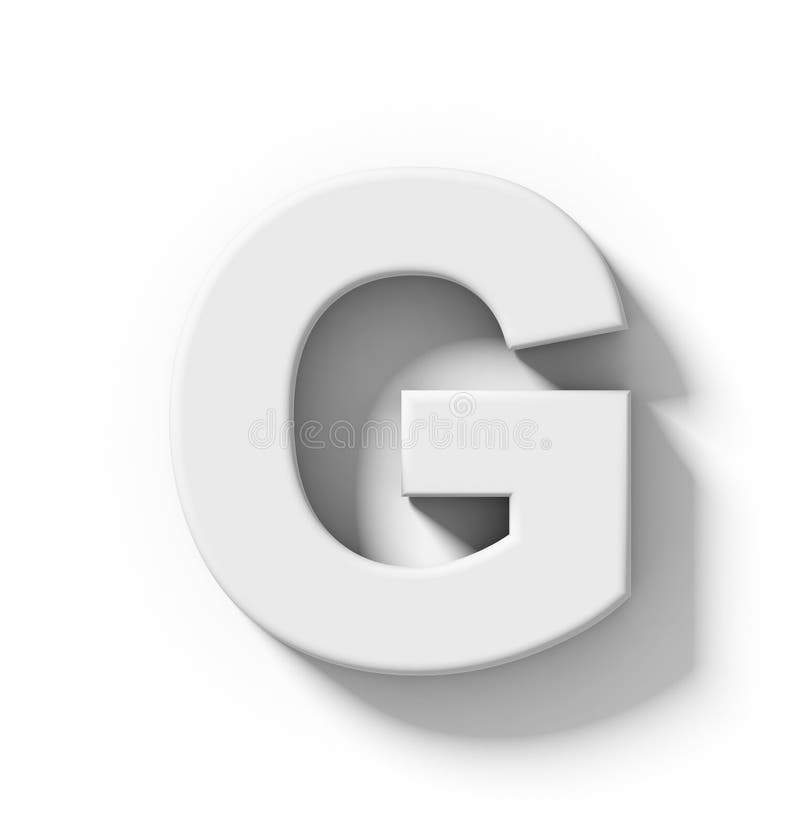 Letter G 3D White Isolated on White with Shadow - Orthogonal Pro Stock ...