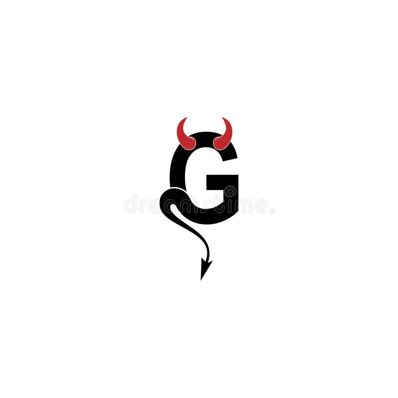 Letter G with Devil`s Horns and Tail Icon Logo Design Vector Stock ...