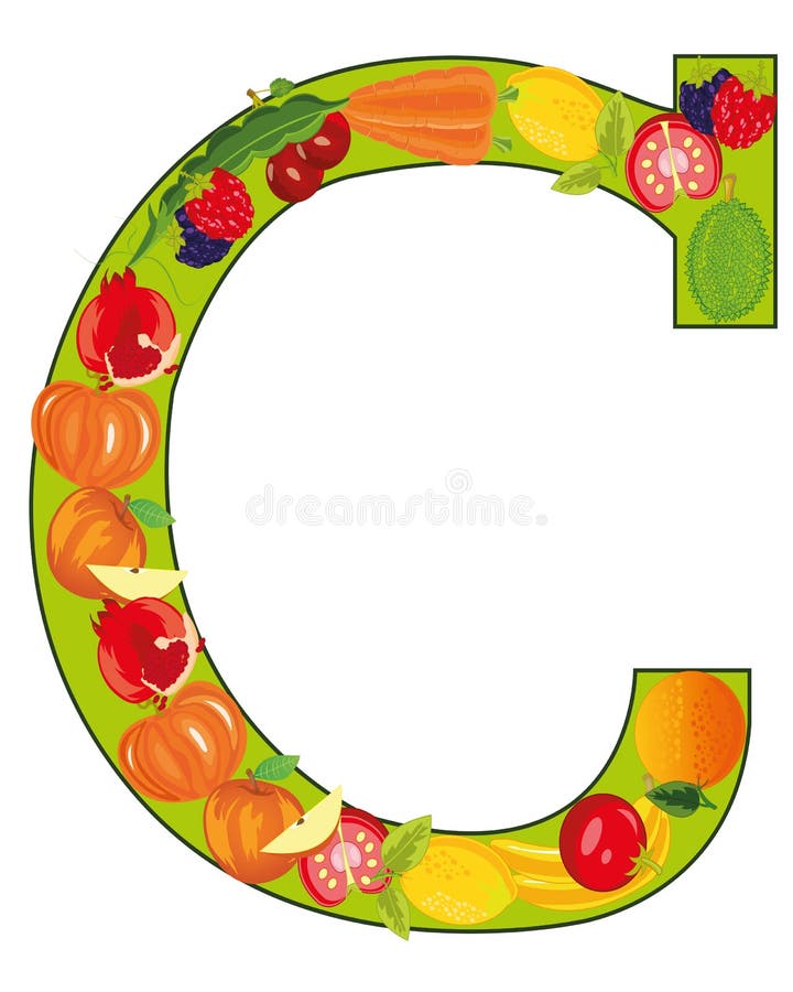 Letter G English from Fruit and Vegetables Stock Vector - Illustration ...