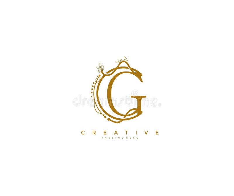 Letter G Floral Monogram Rounded Ornate Elegant Logo Design Stock ...