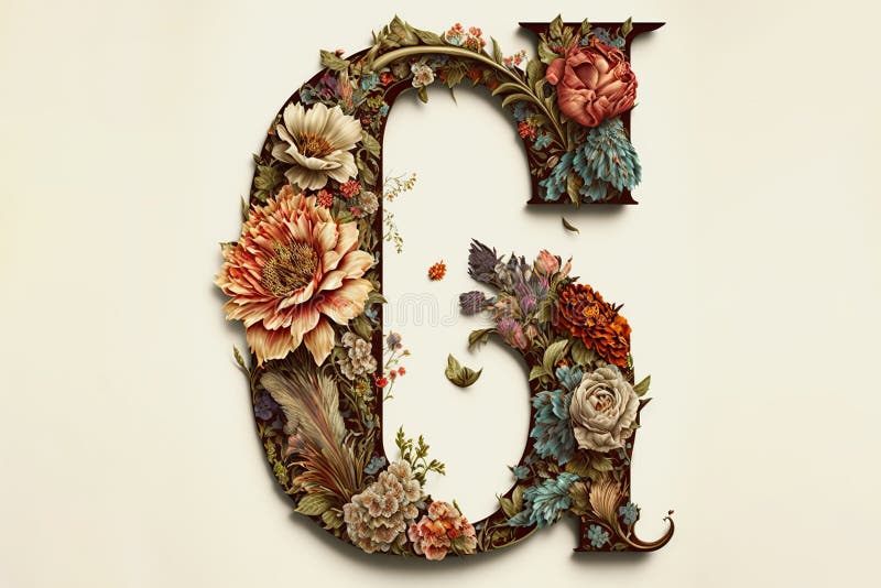 Letter G Flower Pattern, Created with Generative AI Technology Stock ...