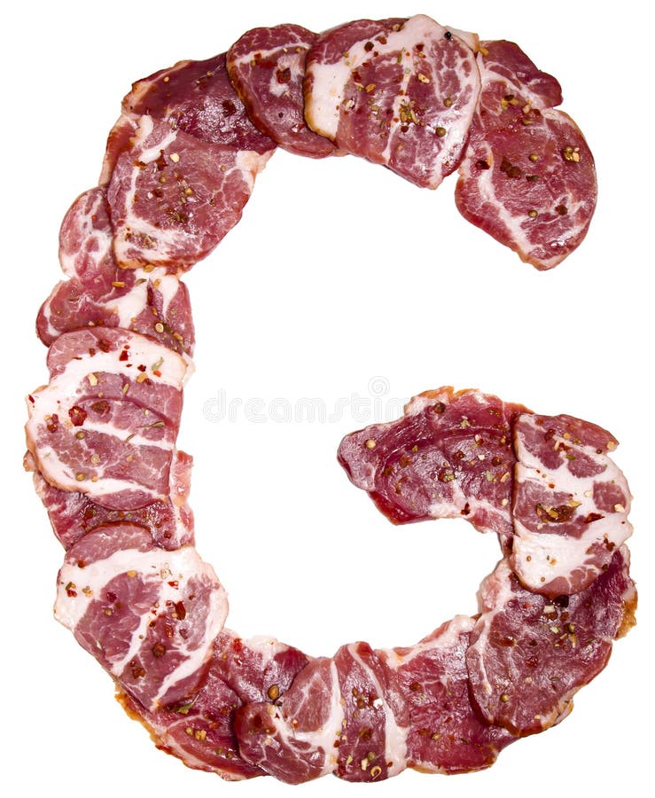 Letter G. Fresh Meat Alphabet. Conceptual Font for Design. Stock Image ...