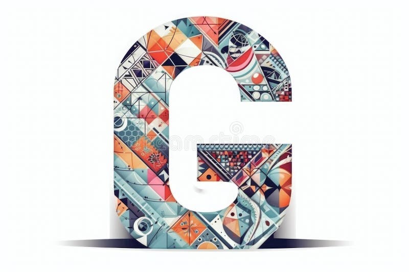 Letter G, Geometric Patterns Style, on White Background Stock ...