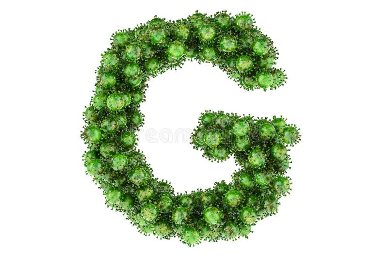 Letter G from Green Viruses. 3D Rendering Stock Illustration ...