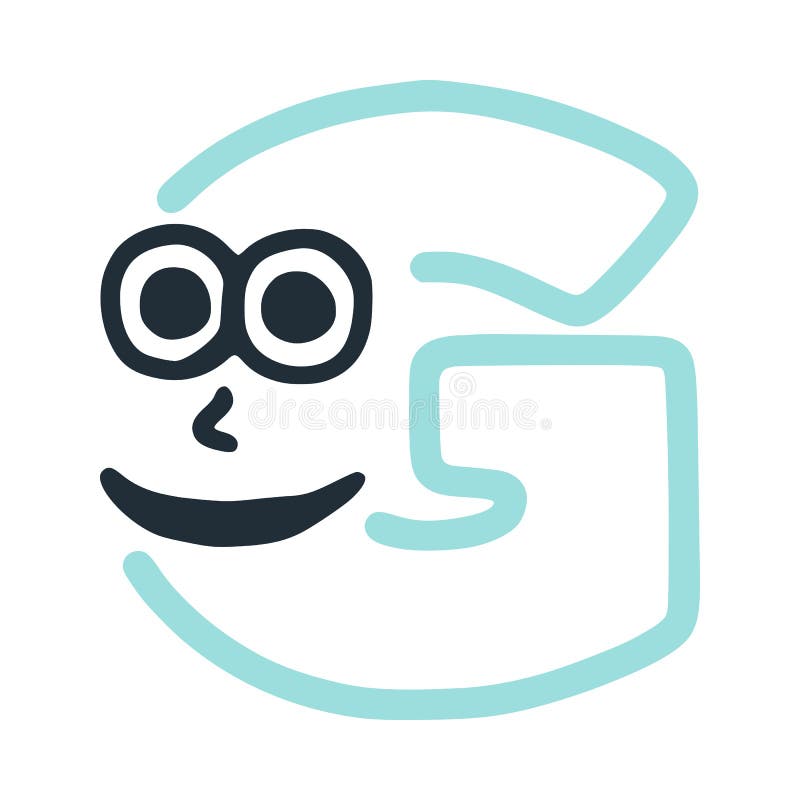 Letter G Happy Eccentric Smiling Character Stock Vector - Illustration ...